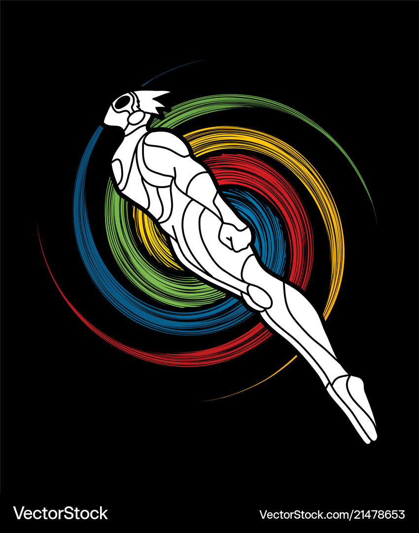 Superhero flying action cartoon man Royalty Free Vector