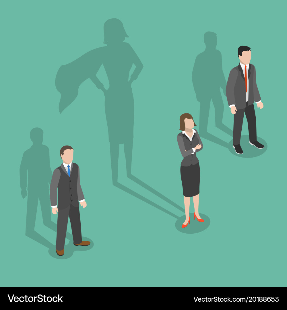 Woman leader flat isometric concept Royalty Free Vector