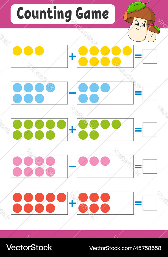 Addition and subtraction task for kids education Vector Image