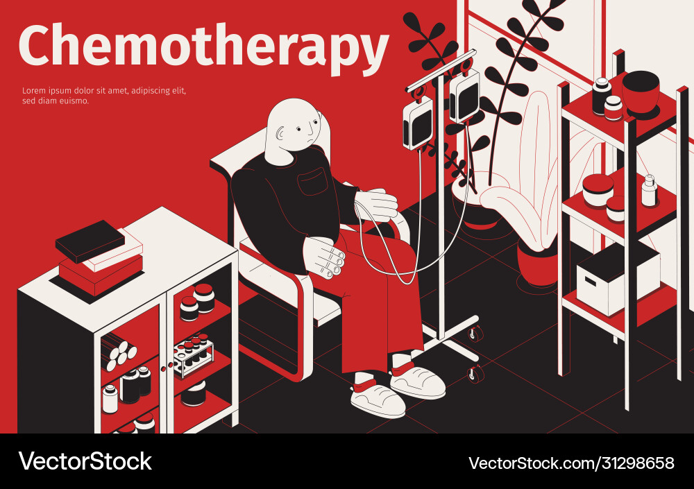 Chemotherapy clinic isometric background Vector Image