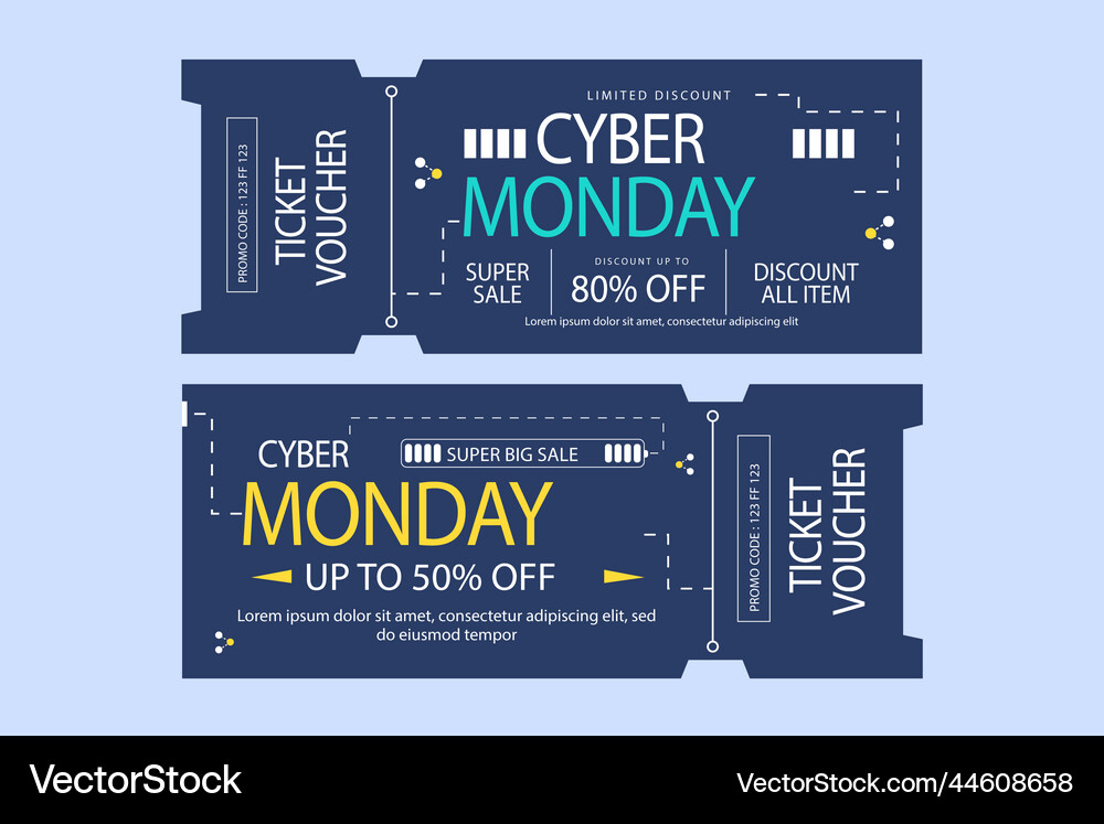 Cyber monday voucher or coupon design template Vector Image