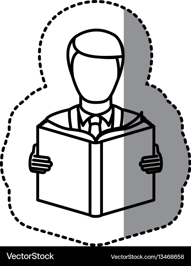 Figure emblem man to read a book icon Royalty Free Vector