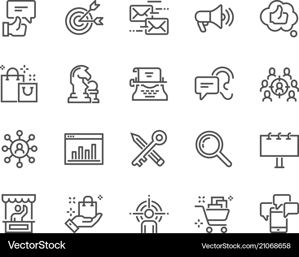Line marketing icons Royalty Free Vector Image