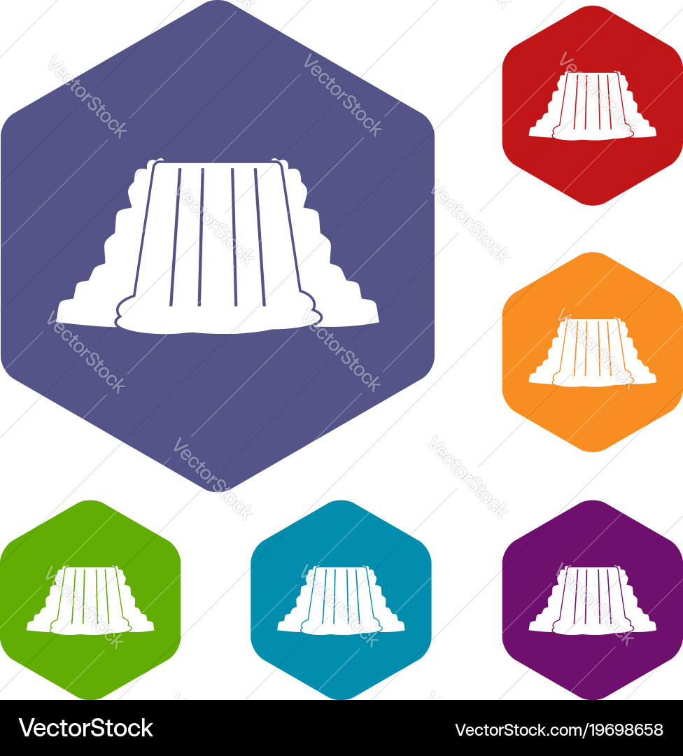 Niagara falls icons set hexagon Royalty Free Vector Image