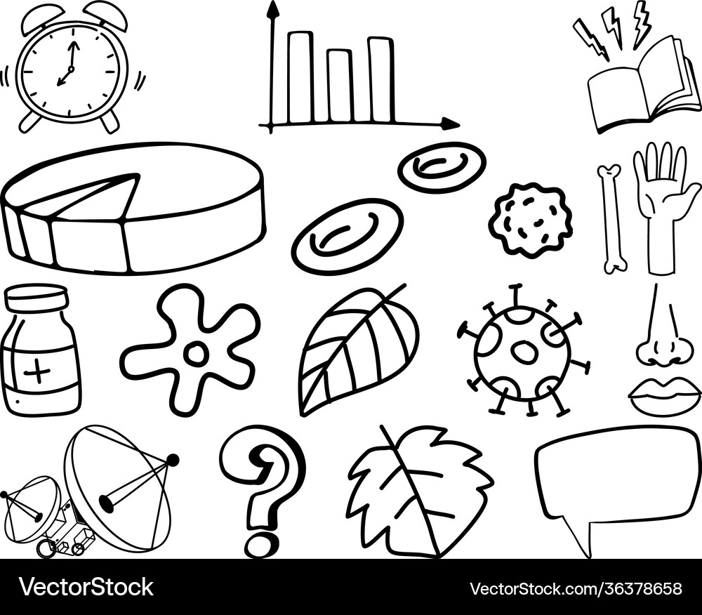 Set item and symbol hand drawn doodle Royalty Free Vector