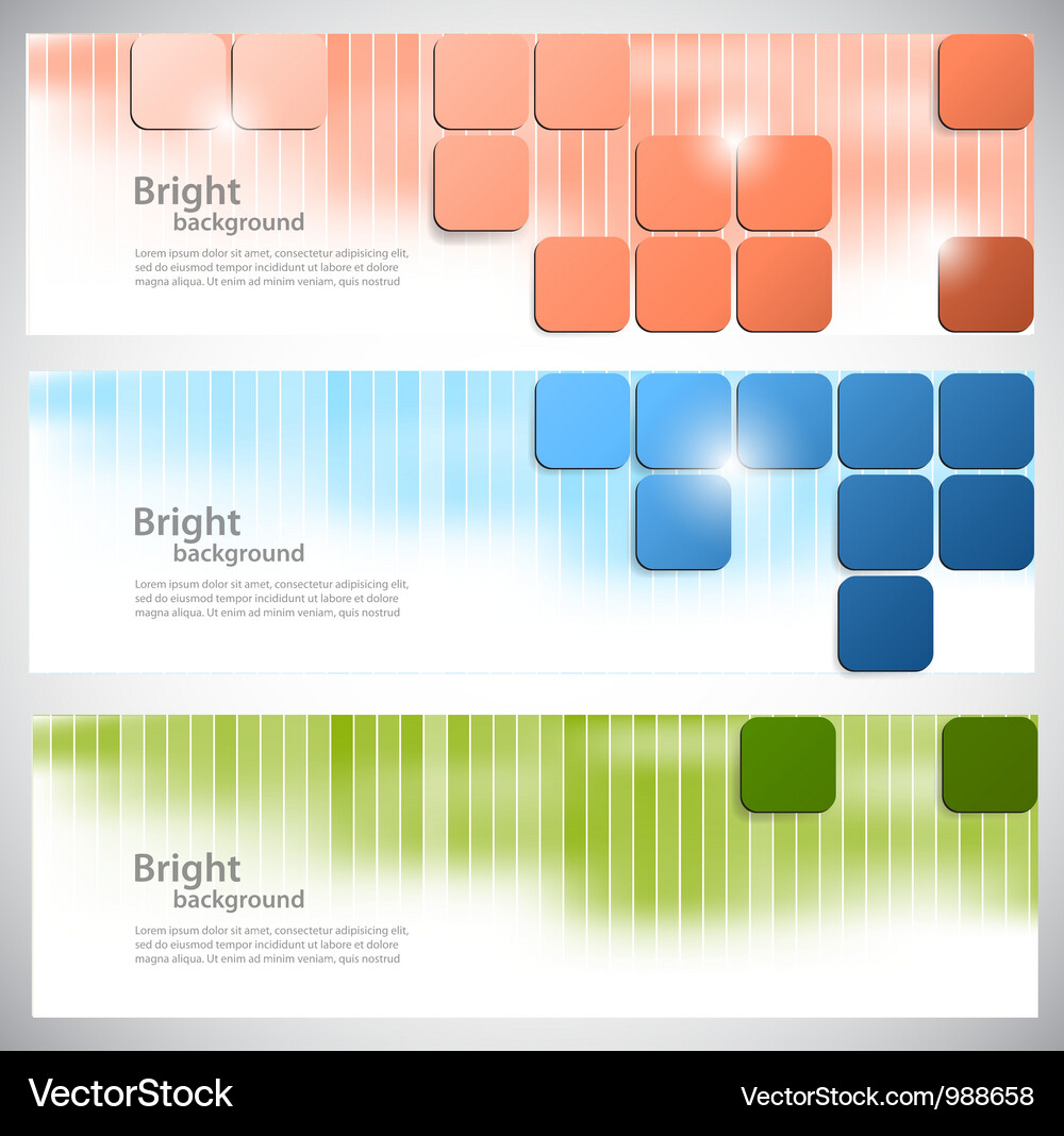 Set of banners with bright squares Royalty Free Vector Image