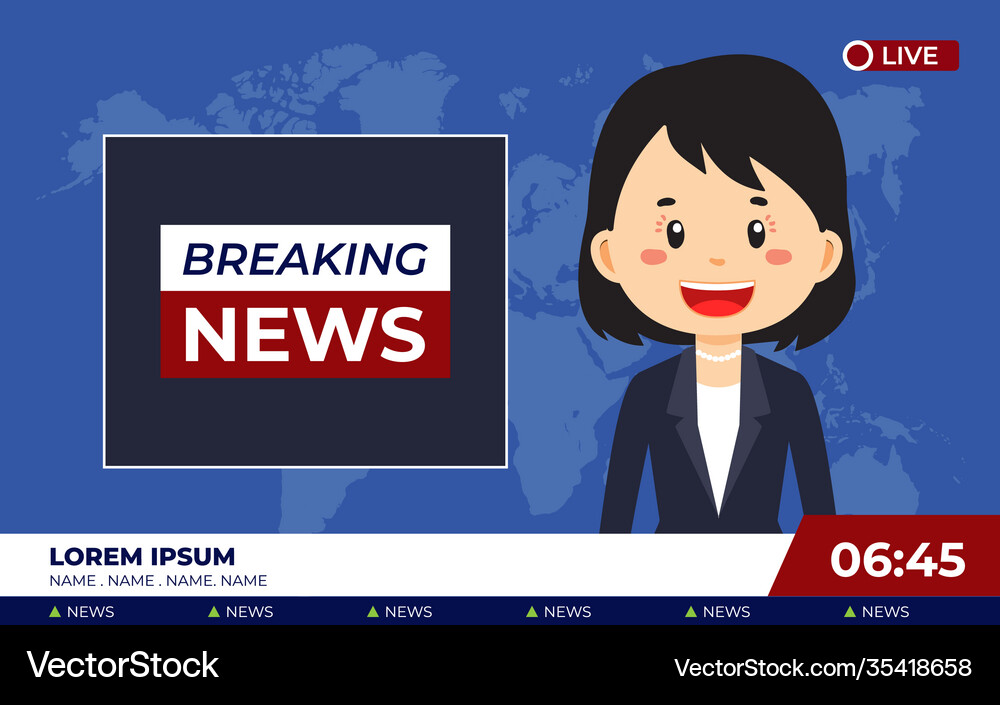 Tv news studio with broadcaster breaking Vector Image
