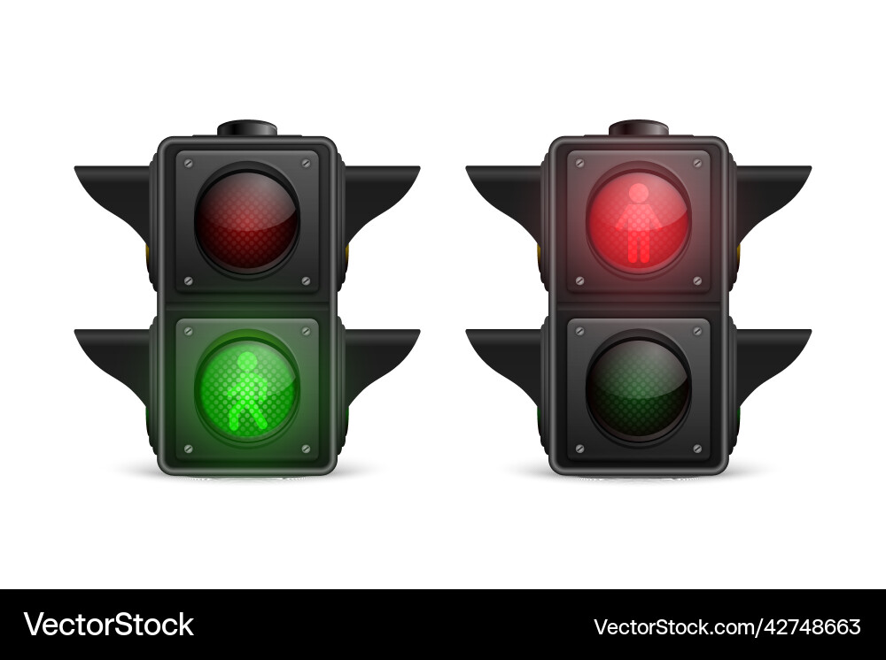 3d realistic detailed road traffic lights Vector Image