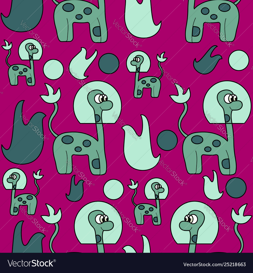 Cute alien dinosaur seamless pattern Royalty Free Vector
