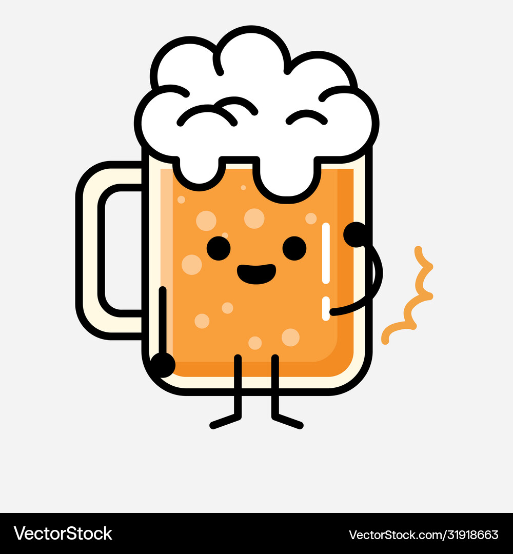 Cute beer mascot character in flat design style Vector Image