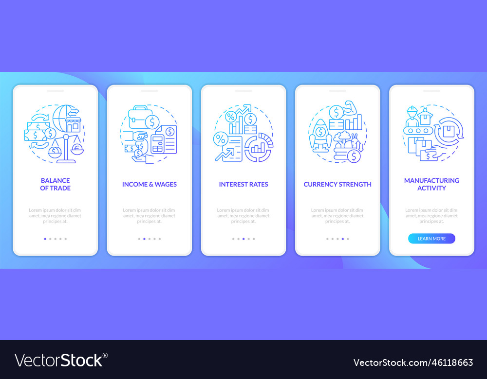 Economic indicators examples blue gradient Vector Image Economic indicators examples blue gradient Vector Image
