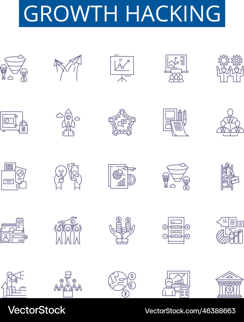 Growth hacking line icons signs set design Vector Image