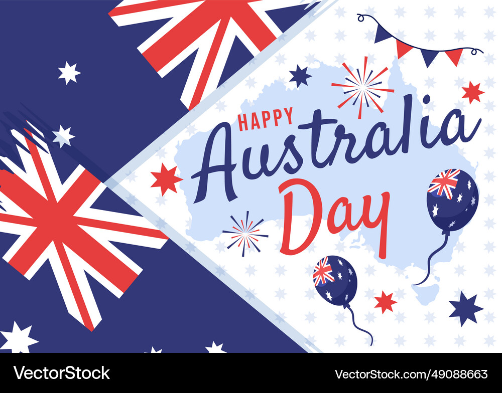 Happy australia day on 26 january with map Vector Image