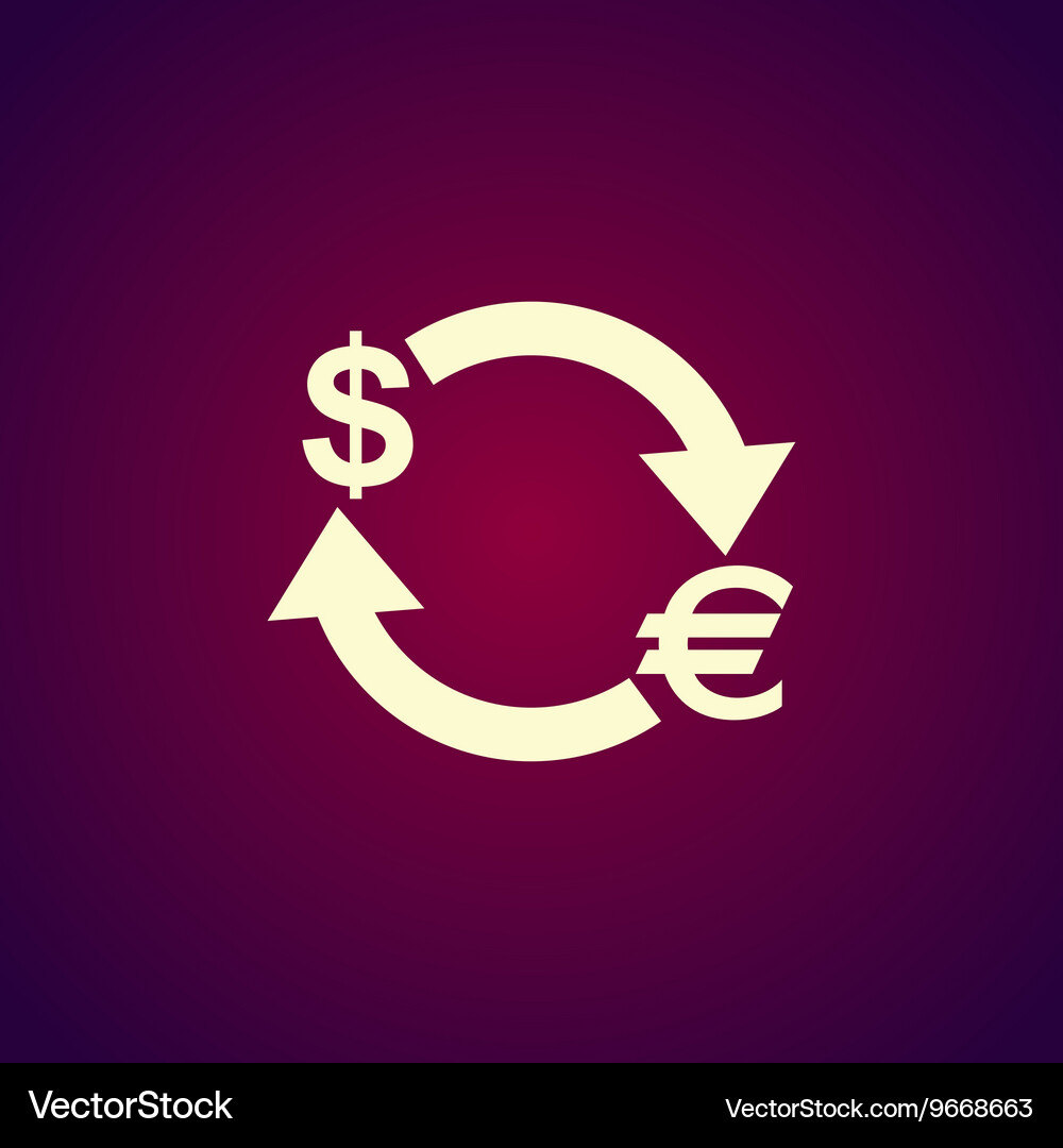 Money convert icon euro dollar Royalty Free Vector Image