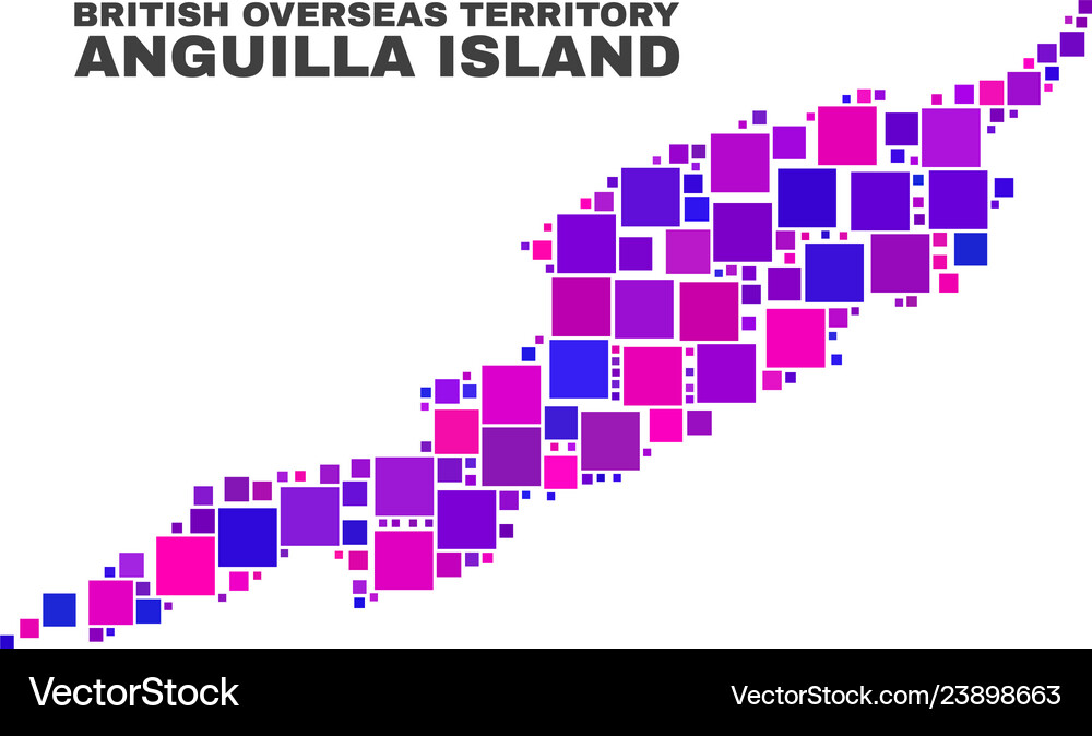 Mosaic anguilla island map of square elements Vector Image