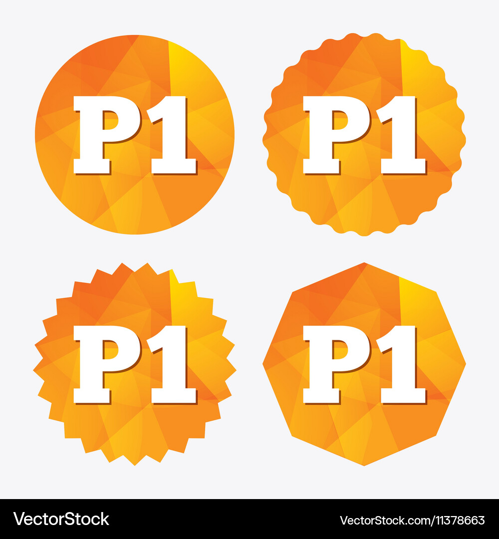 Parking first floor icon car p1 symbol Royalty Free Vector