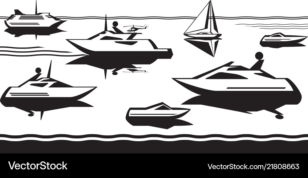 Passenger ships and yachts in sea Royalty Free Vector Image