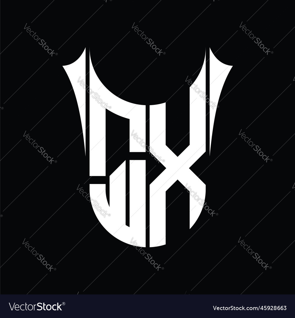 Qx logo monogram shield sharp half round shape Vector Image