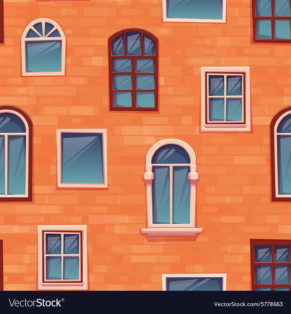 Seamless pattern background wall with windows Vector Image