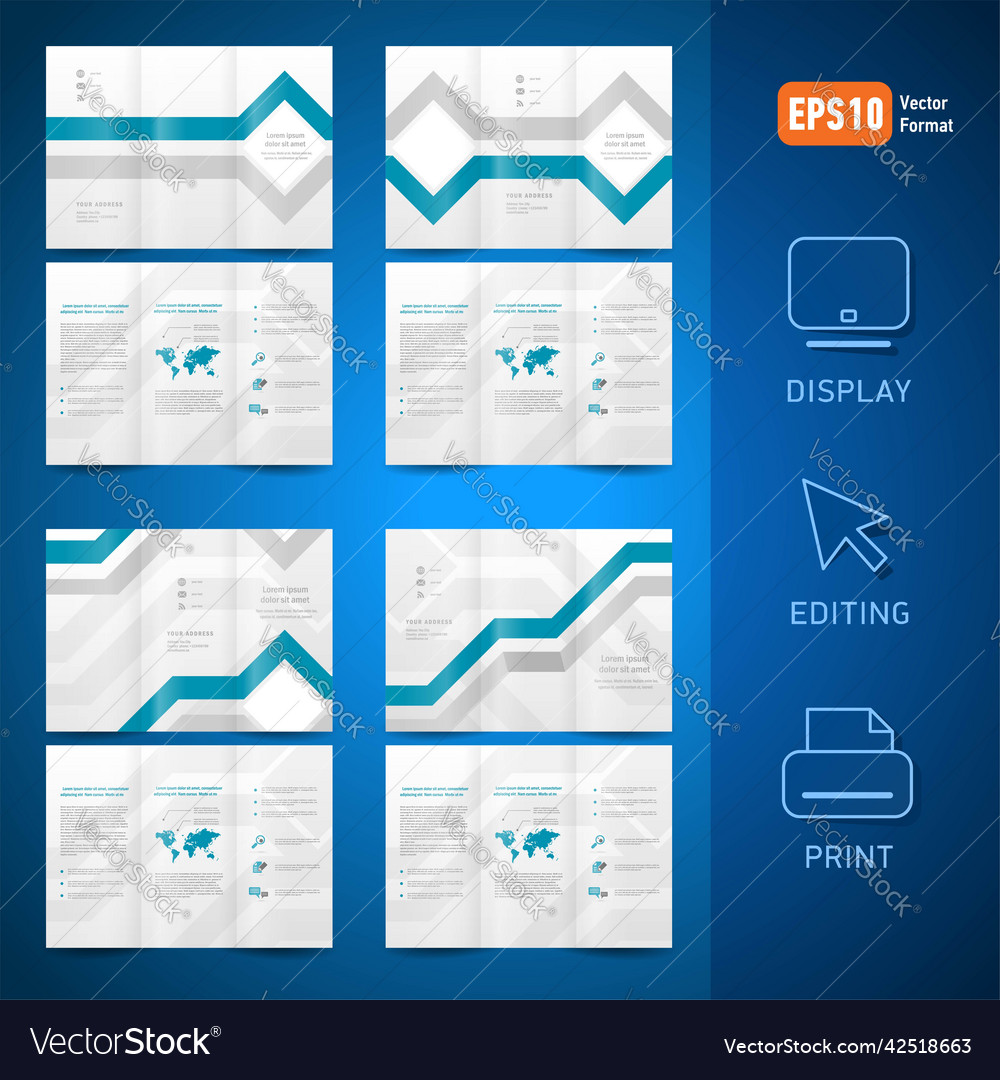 Set brochure design template folder leaflet Vector Image