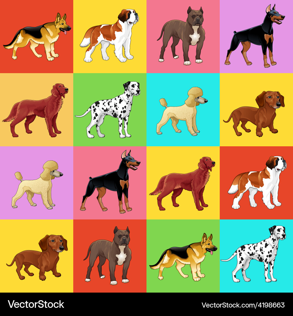 Set of dog with background Royalty Free Vector Image