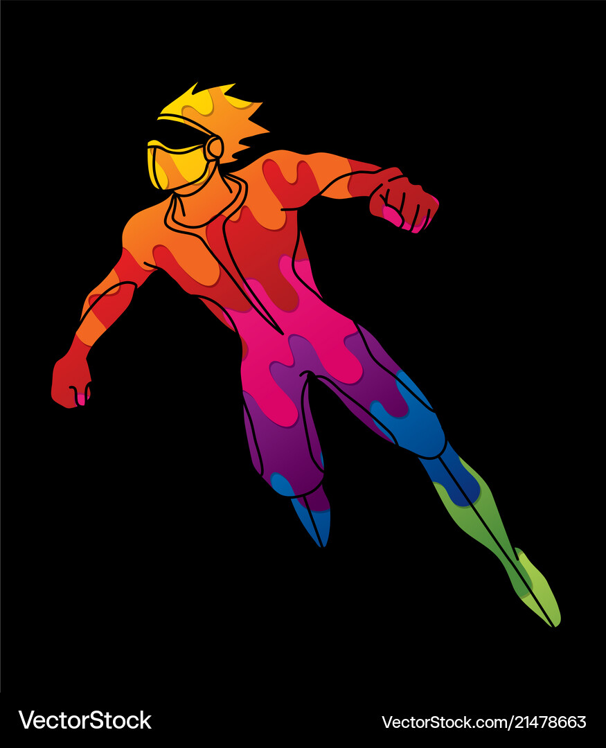 Superhero flying action cartoon Royalty Free Vector Image