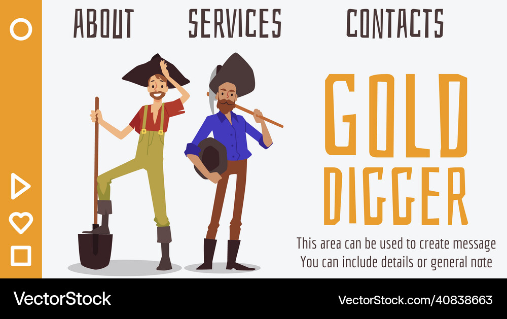 Website banner with gold diggers or prospectors Vector Image
