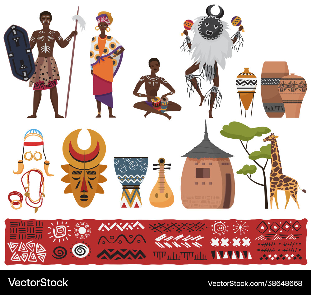 African ethnic tribe people tribal elements Vector Image