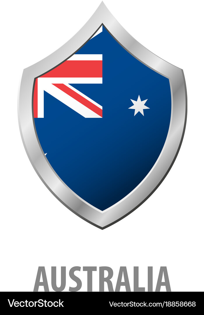Australia flag on metal shiny shield Royalty Free Vector