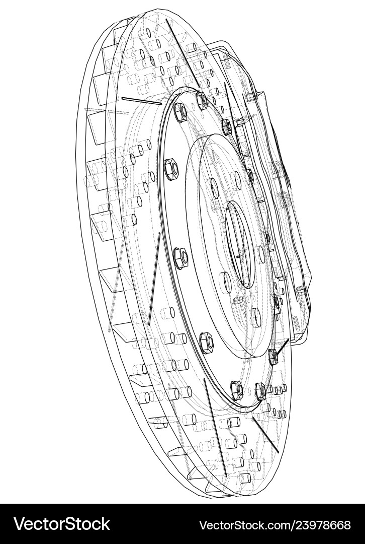 Brake disc outline rendering of 3d Royalty Free Vector Image