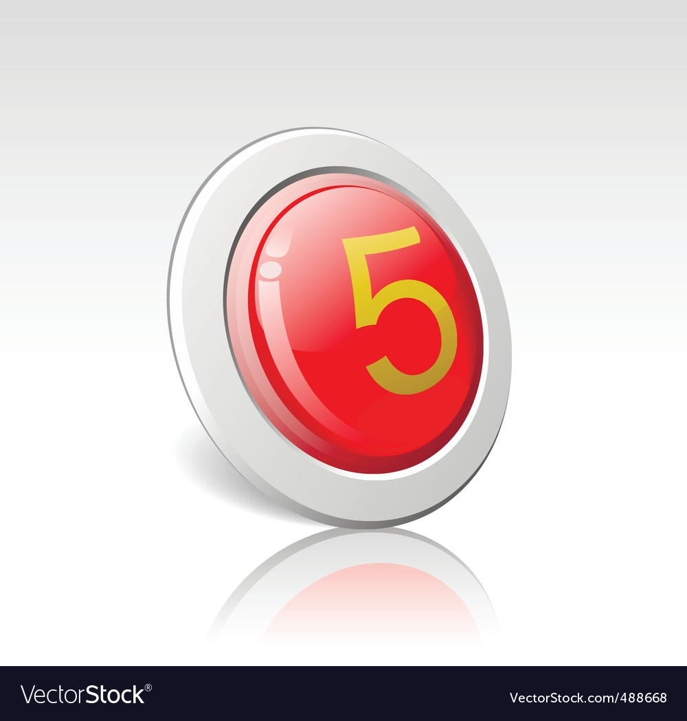 Button with number 5 Royalty Free Vector Image