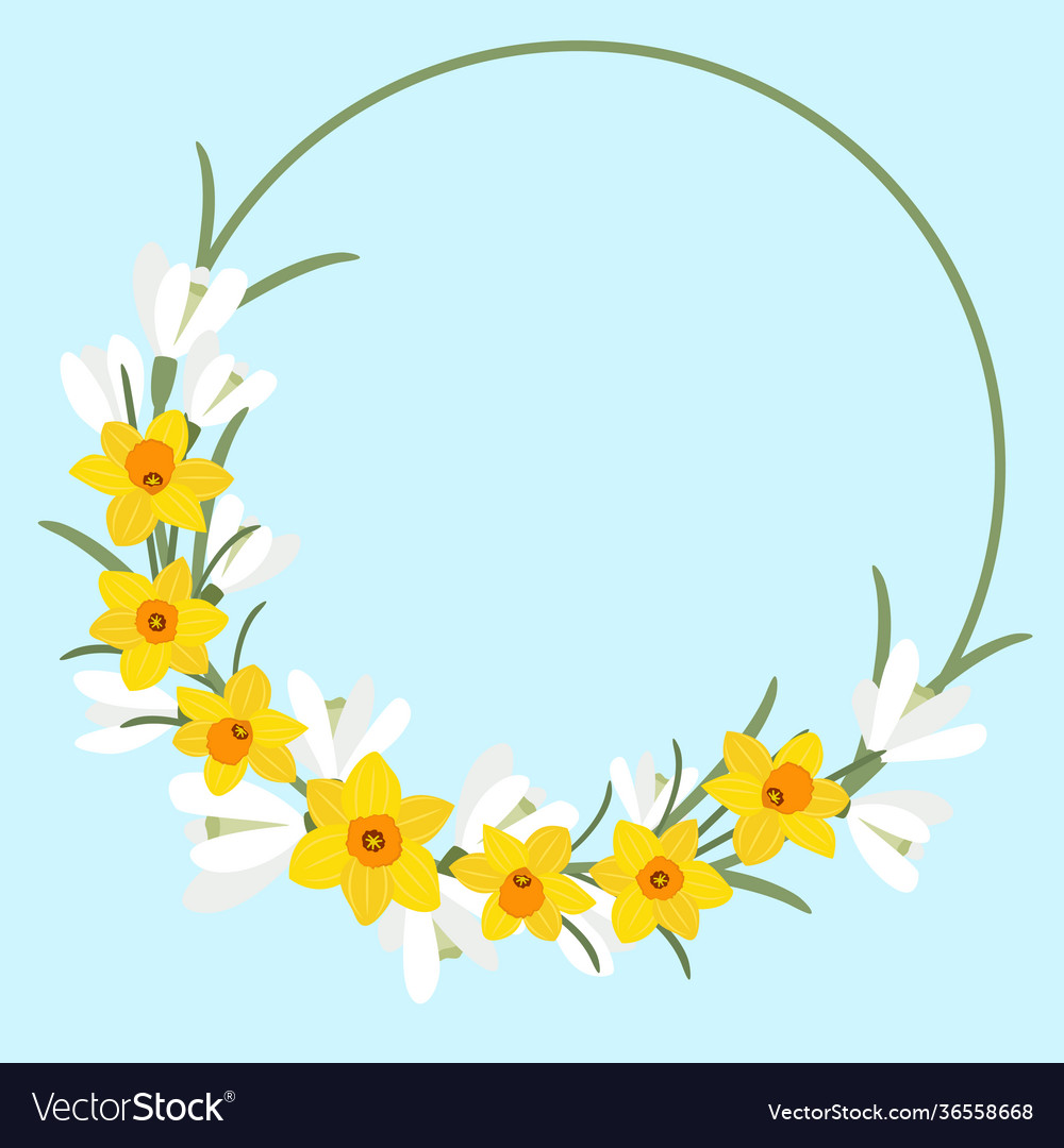 Circular frame with spring flowers round Vector Image