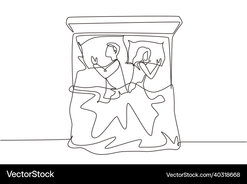 Continuous one line drawing man and woman Vector Image