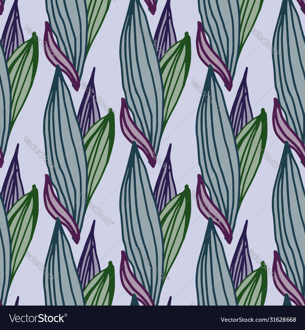 Creative linear leaves shape seamless pattern Vector Image