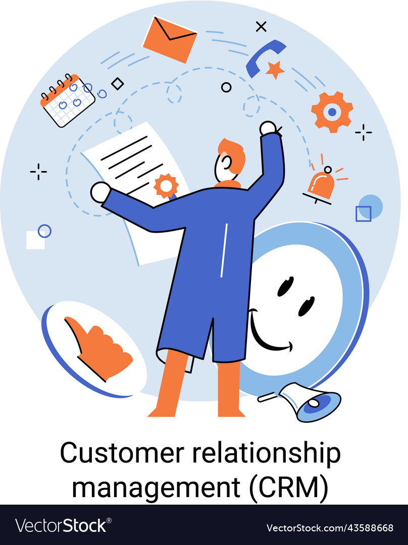 Crm metaphor customer relationship management Vector Image Crm metaphor customer relationship management Vector Image