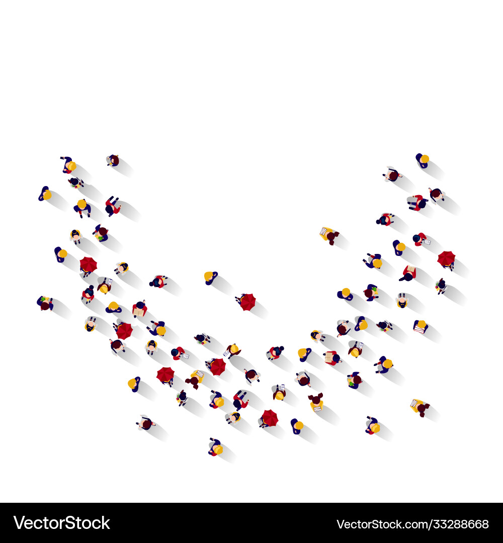 Crowd top view people standing in half-circle and Vector Image
