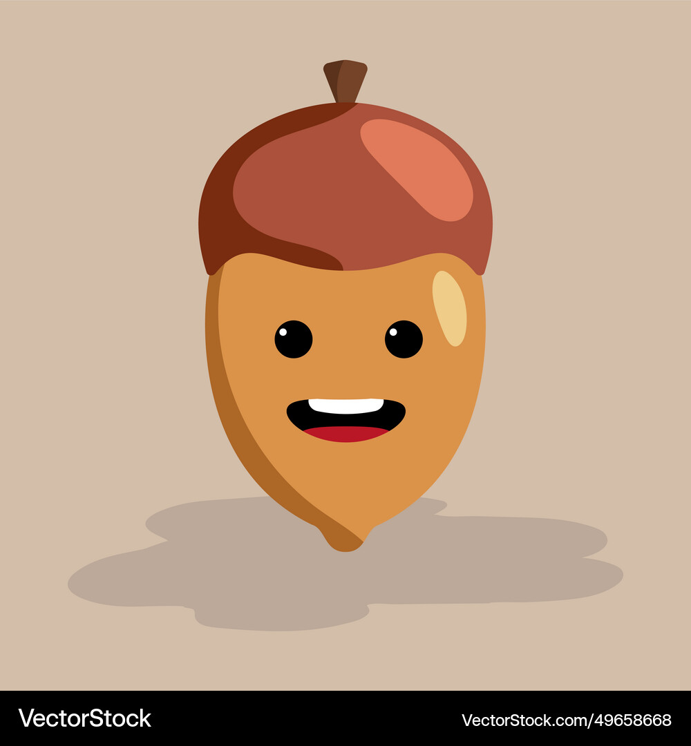 Cute happy nut autumn character Royalty Free Vector Image