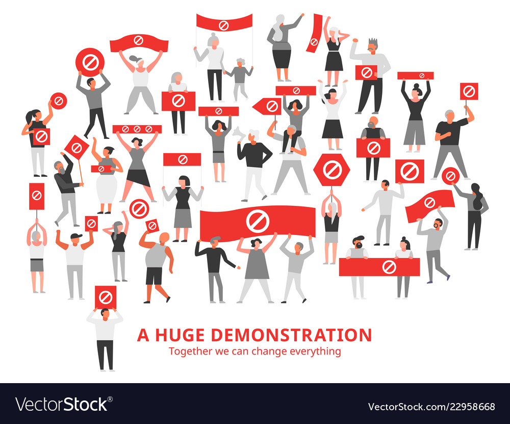 Demonstration crowd protesting Royalty Free Vector Image