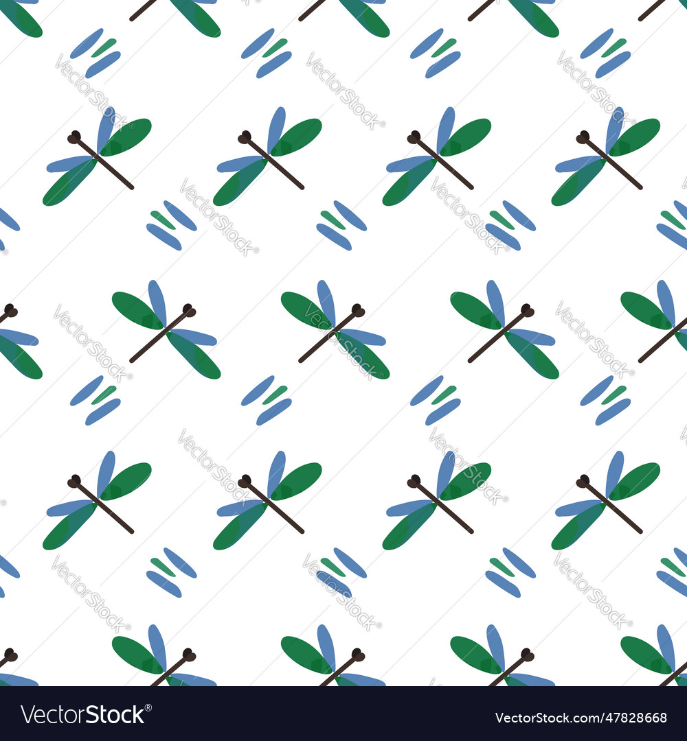 Dragonfly seamless pattern Royalty Free Vector Image