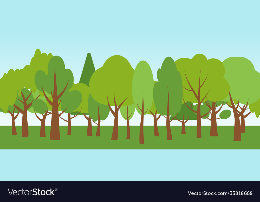 Flat tree nature forest landscapes blue sky Vector Image