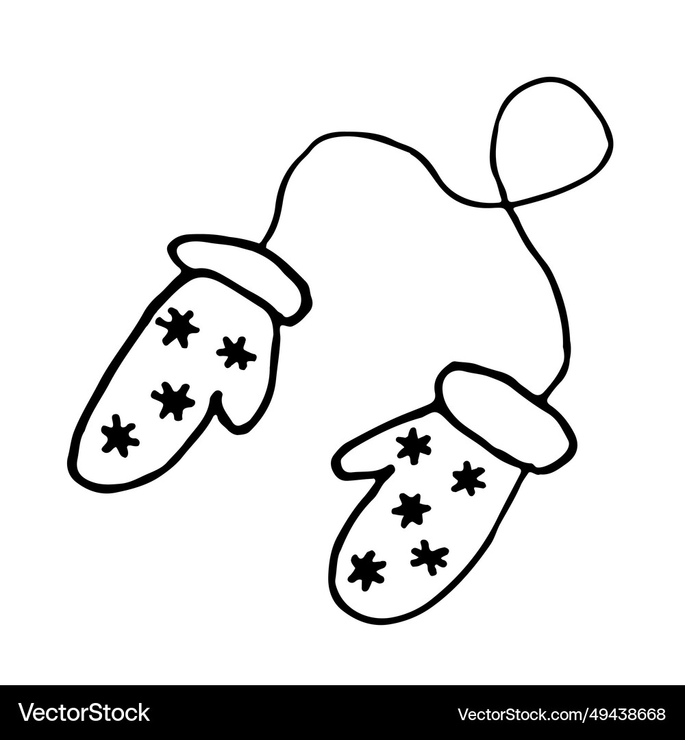 Hand-painted winter mittens isolated on a white Vector Image
