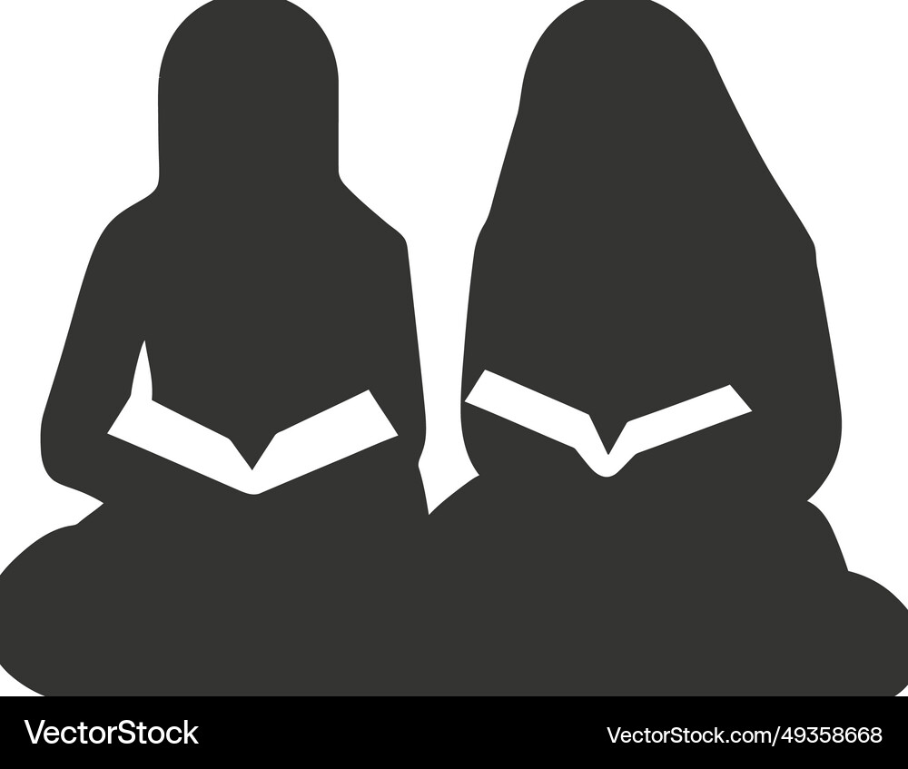 People reading the quran icon Royalty Free Vector Image