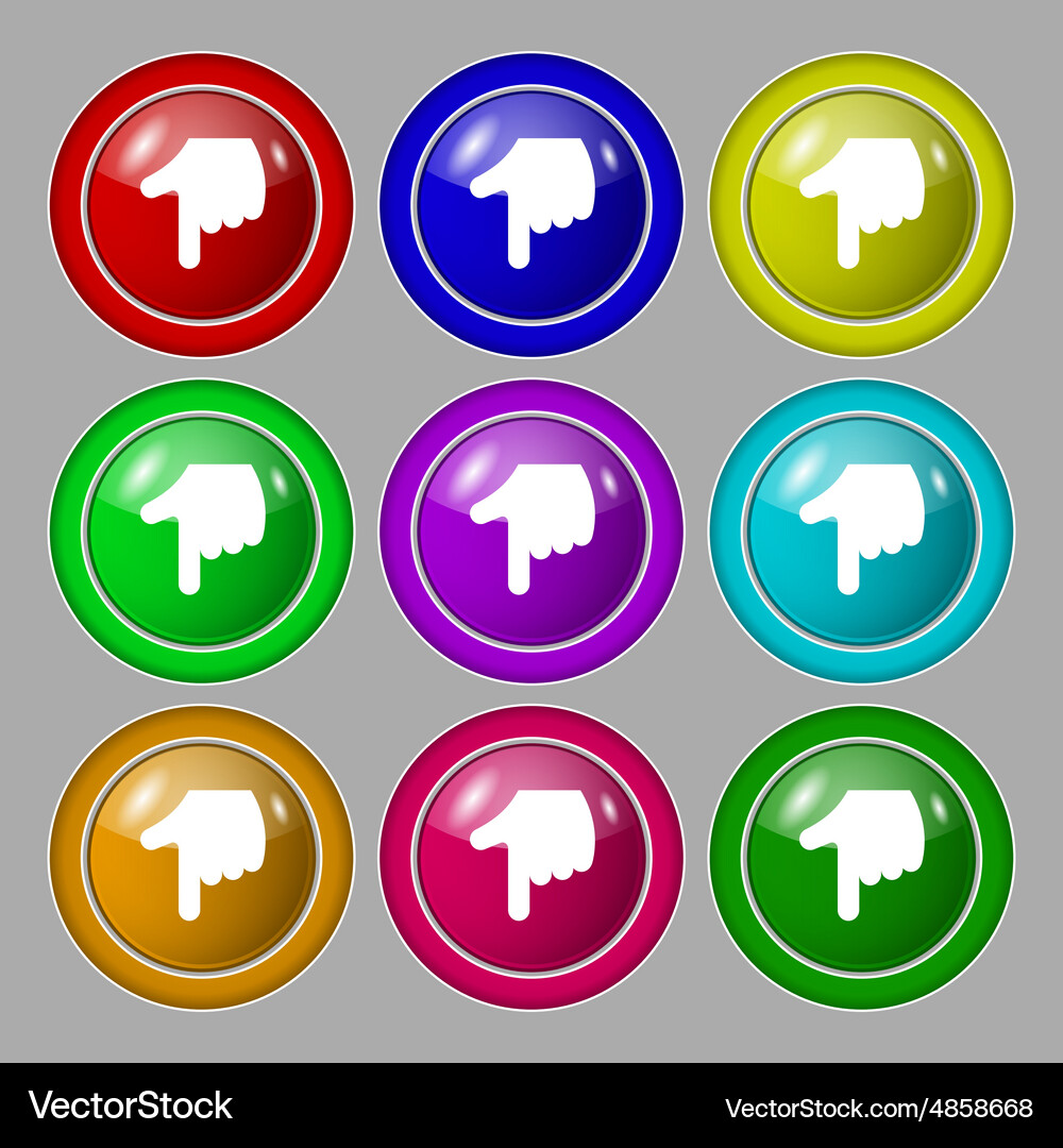 Pointing hand icon sign symbol on nine round Vector Image
