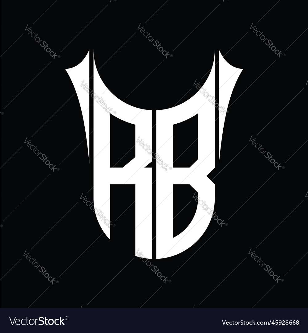 Rb logo monogram shield sharp half round shape Vector Image