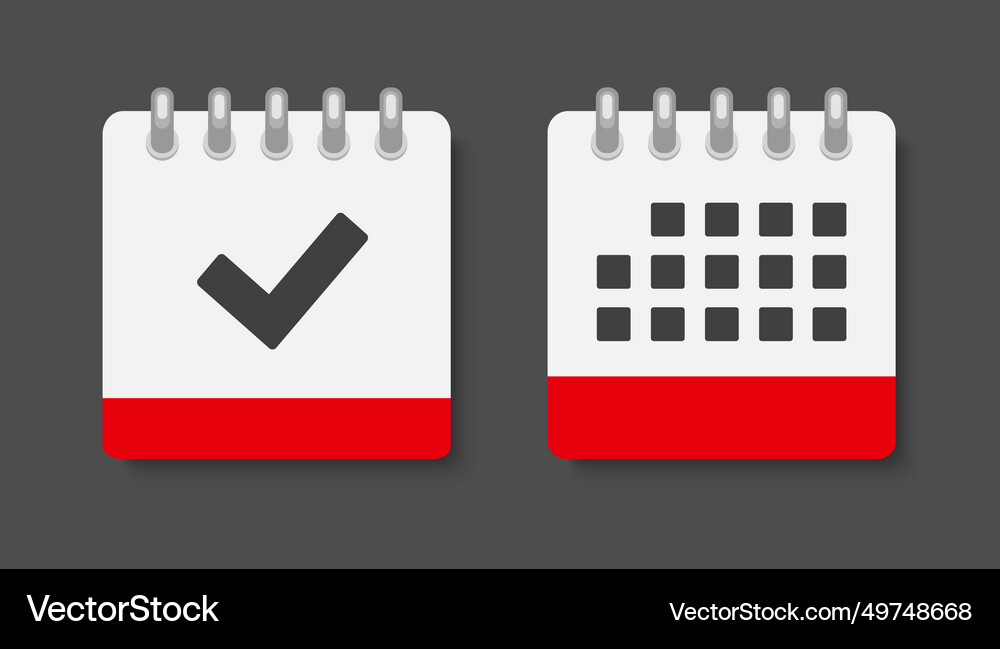 Set icons page calendar - schedule and done Vector Image