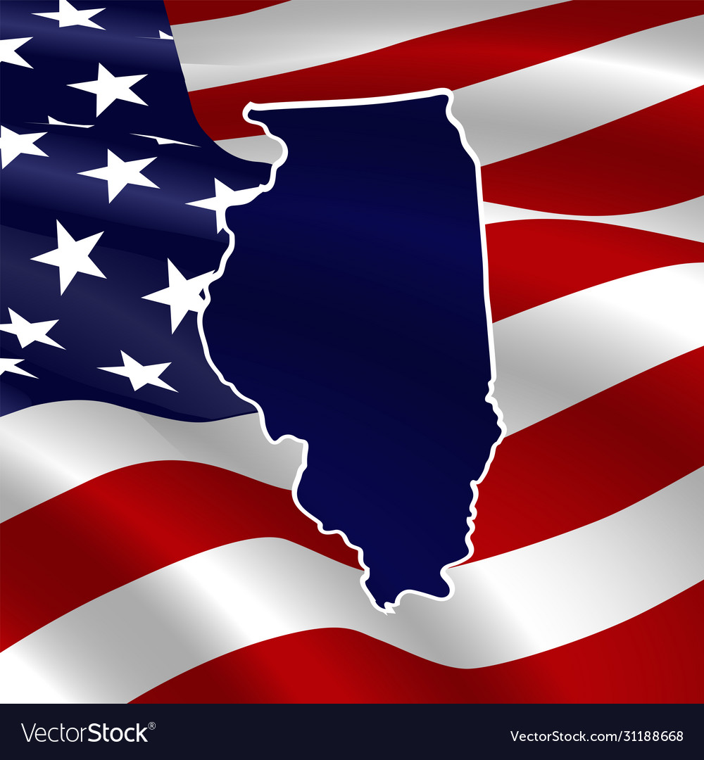 United states illinois dark blue silhouette Vector Image
