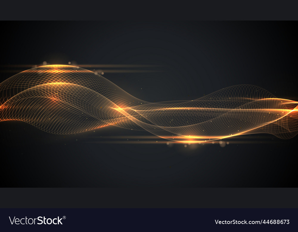 Abstract golden wave lines design elements Vector Image