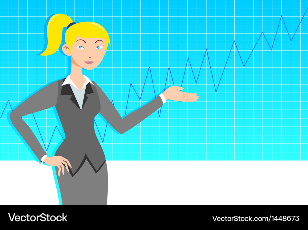 Business woman with line graph Royalty Free Vector Image