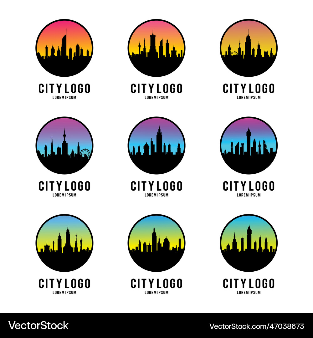 City silhouette logo design set Royalty Free Vector Image