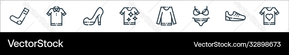 Clothes and apparel line icons linear set quality Vector Image